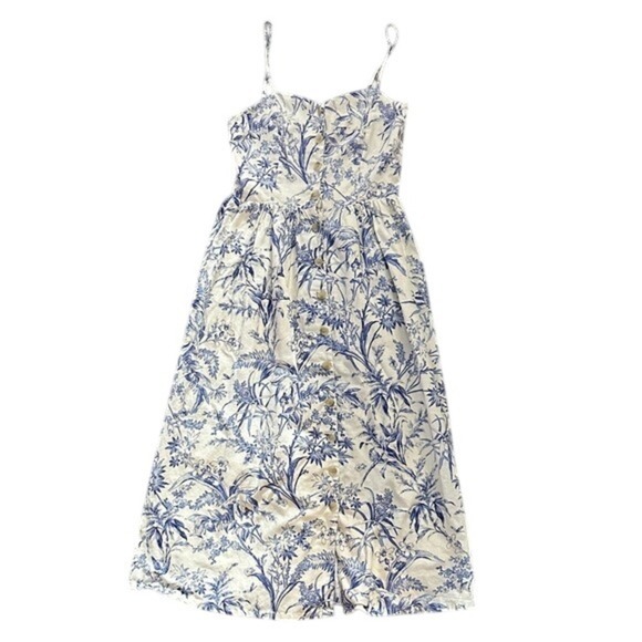 H&M | Dresses | Hm Blue Floral Midi Dress | Poshmark